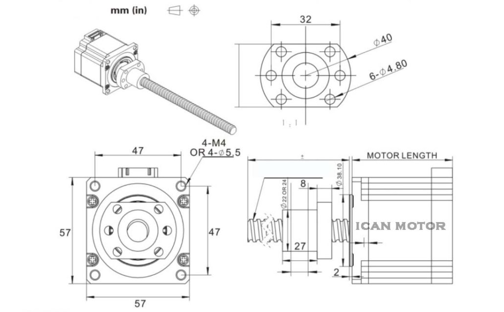 nema23-ball-screw-stepper-motor-drawing | ICAN